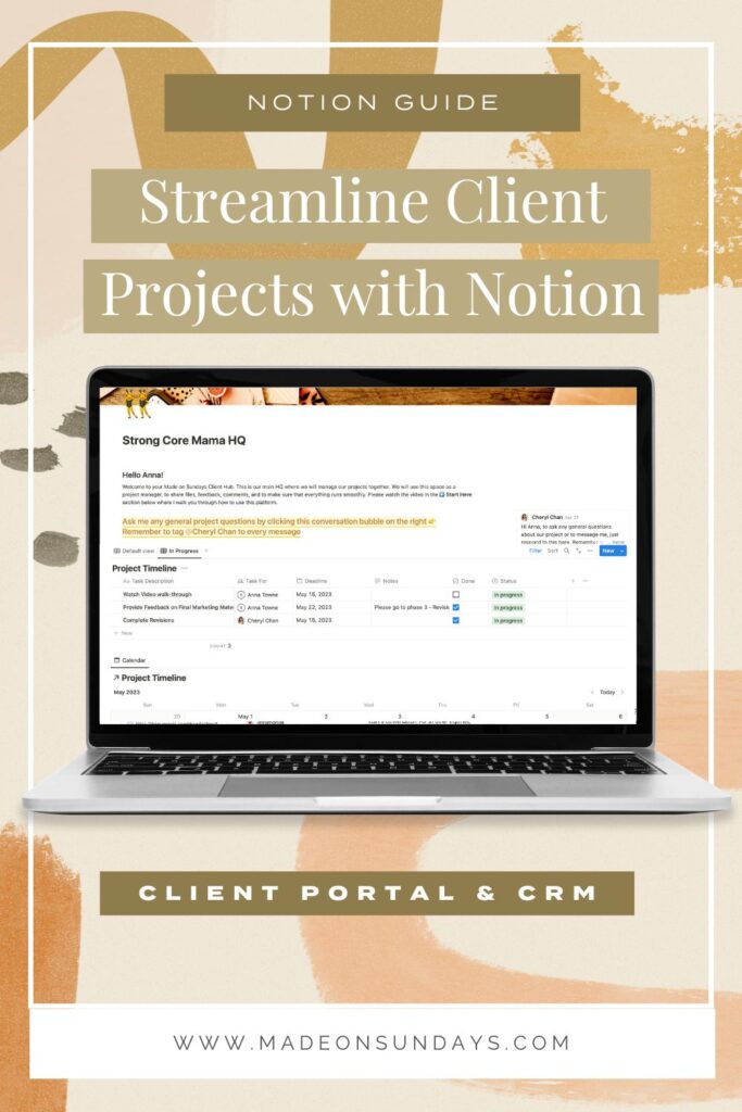 Streamline Client Projects with Notion | Client Portal & CRM - madeonsundays.com
